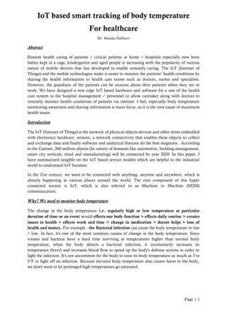 IoT Based Smart Tracking Of Body Temperature For Healthcare PDF Internet Of Things Internet