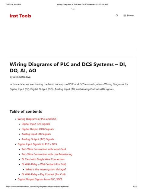 Wiring Diagrams Of Plc And Dcs Systems Di Do Ai Ao Pdf