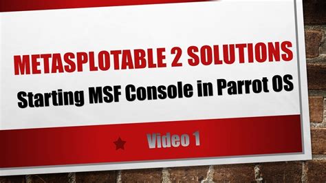 Video 01 Starting Metasploit Framework Youtube