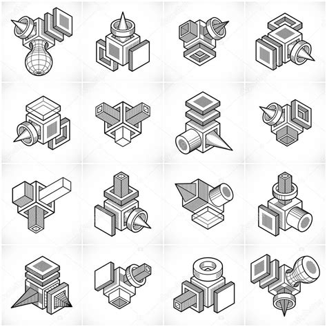 Abstract Isometric Shapes Set — Stock Vector © Ostapiusangelp 128983202