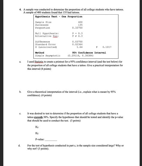 Solved 4 A Sample Was Conducted To Determine The Proportion Chegg Com