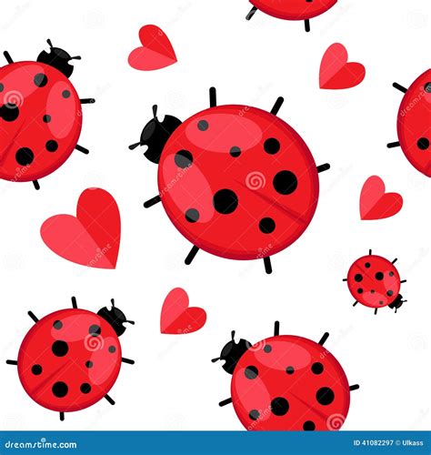 Seamless Pattern With Ladybug Isolated On White Vector Eps 10 Stock Vector Illustration Of