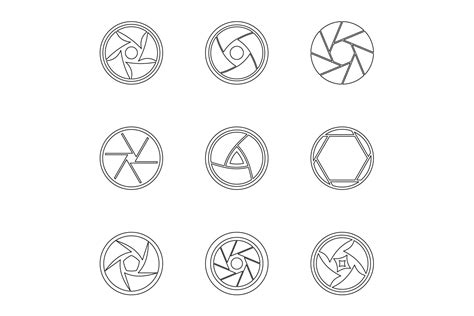 Aperture Icons Set Outline Style Graphic By Ylivdesign · Creative Fabrica
