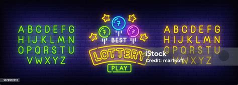 복권 네온 사인 밝은 간판 배너 빛 로또 로고입니다 네온 사인 창조 자입니다 네온 텍스트 편집 합니다 벡터 일러스트 레이 션