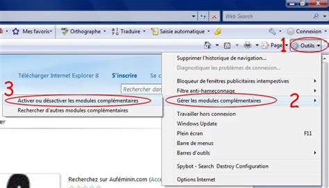 activer désactiver un module complémentaire