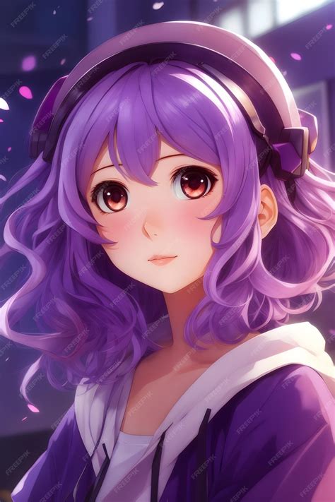 Premium Ai Image Purple Anime Girl Purple Hair Anime Girl Anime