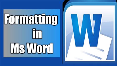 Formatting In Ms Word Youtube
