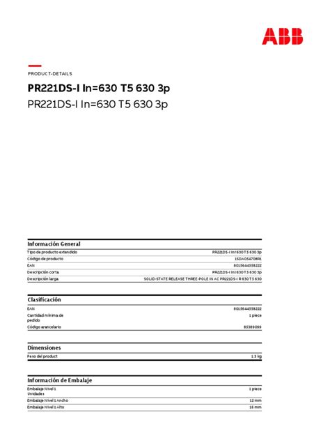 1sda054708r1 Pr221ds I In 630 T5 630 3p Pdf