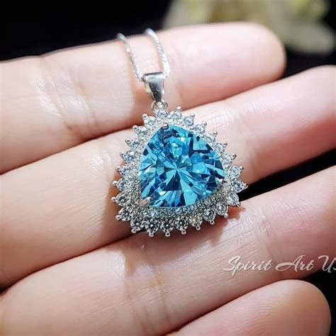Trillion Cut Aquamarine Necklace Etsy