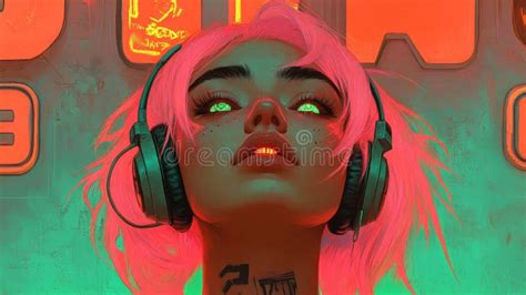 A Cute Anime Girl With A Cyberpunk Inspired Robot Head And Cyborg Aesthetics Ideal For A