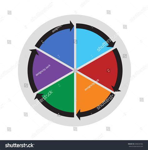 Six Part Circular Process Flow Stock Vector Royalty Free 698640766