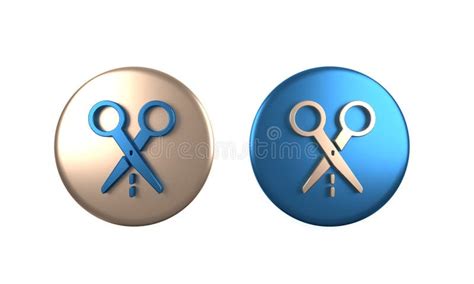 Colorful Scissors With Cut Line Icon Isolated On White Background