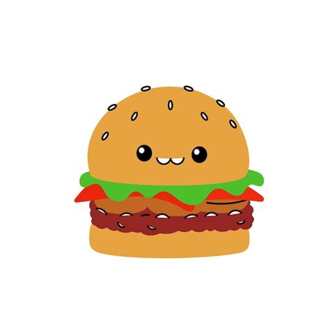 Premium Vector Adorable Cute Burger Illustration