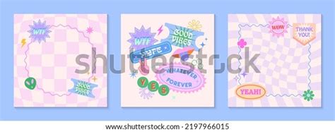 프레임 패치 90년대 스타일의 스티커가 있는 스톡 벡터로열티 프리 2197966015 Shutterstock