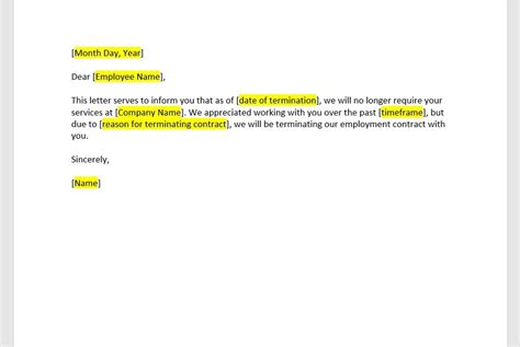 Termination Letter Template Termination Letter Termination Template