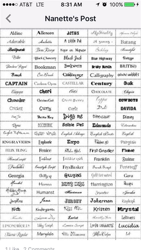 Lettering Styles Names