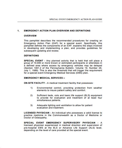 Event Emergency Action Plan Template