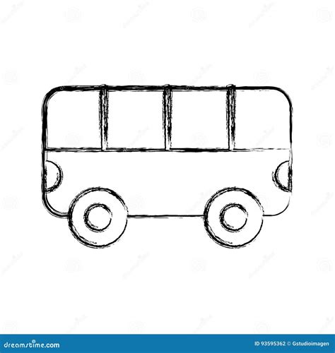 Sketch Draw Bus Cartoon Stock Vector Illustration Of Rear