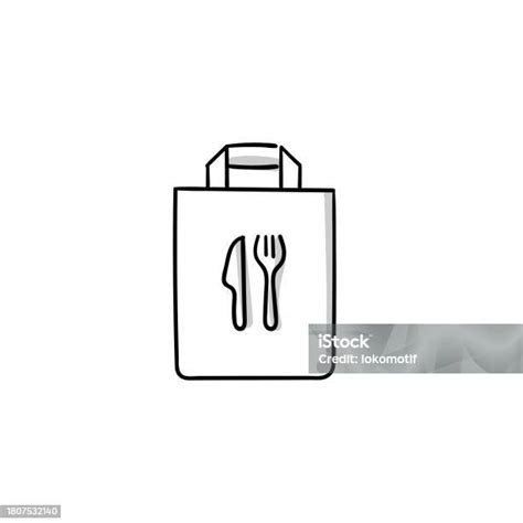테이크 아웃 음식 스케치 낙서 벡터 라인 아이콘 편집 가능한 스트로크 Icon은 웹 디자인 모바일 앱 Ui Ux 및 Gui