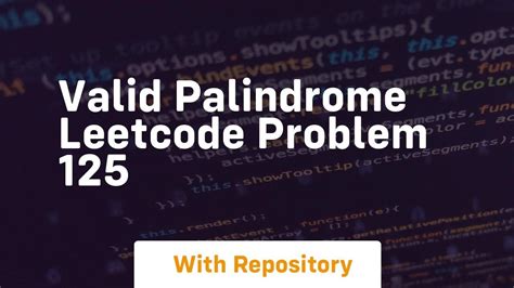 Valid Palindrome Leetcode Problem 125 Youtube
