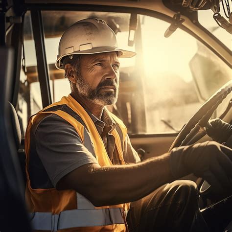 Man Operating Crane Or Excavator Premium AI Generated Image