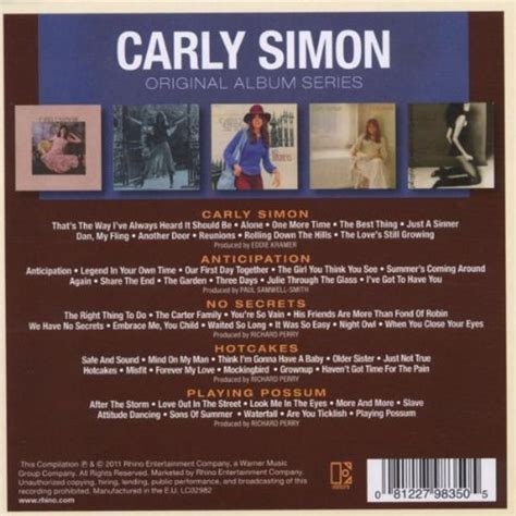 Carly Simon Original Album Series Shrink Uk Cd Album Box Set