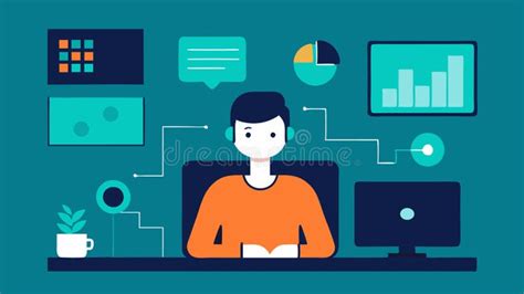 Data Analysis With Graphs A Person At A Computer With Screens