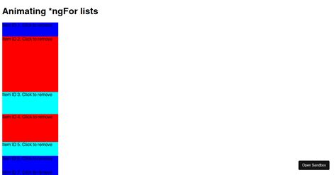Angular Animation Ngfor List Slide Item List Up Over Removed Item Codesandbox