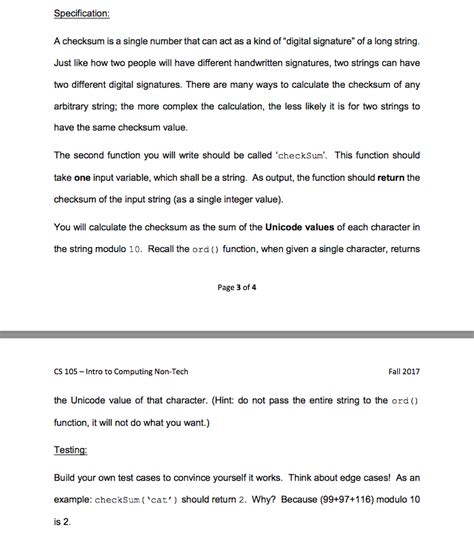 Solved Needs To Be In Python A Checksum Is A Single Number