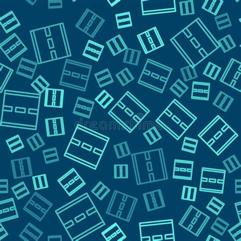 Green Line Road Icon Isolated Seamless Pattern On Blue Background