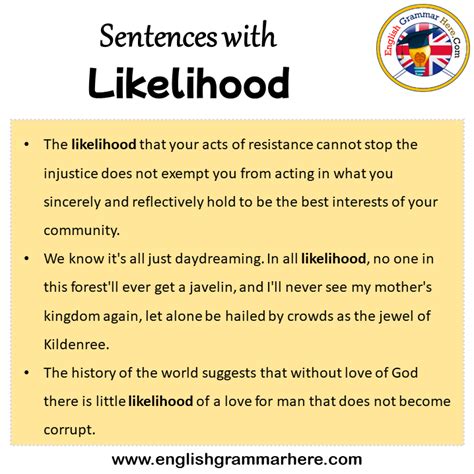 Sentences With Likelihood Likelihood In A Sentence In English Sentences For Likelihood