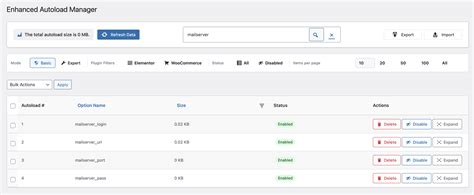 Enhanced Autoload Manager Wordpress Plugin