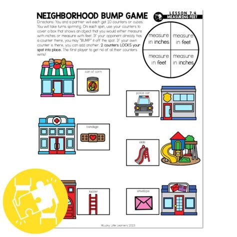 Lucky To Learn Math Lesson 74 Measuring Feet Collaboration Neighborhood Bump Game