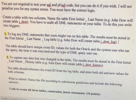 Solved You Are Not Required To Test Your Sql And Pl Sql Chegg