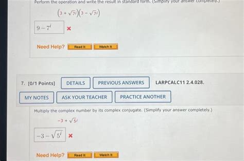 Solved 37i3−7i Larpcalc11 24028 Multiply The Complex