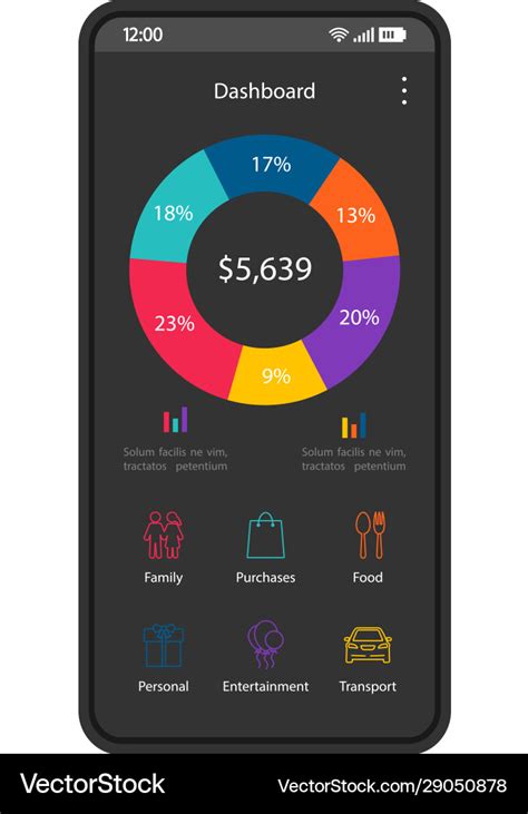 Smartphone Dashboard Interface Template Royalty Free Vector