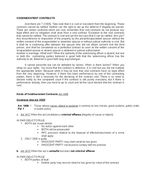 Void Or Inexistent Contracts Voidinexistent Contracts And There Are