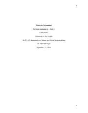 BUS5115 Written Assignment Unit02 Docx 1 Ethics In Accounting Written