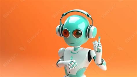 Automation In Action Cute 3d Robot Utilizing Headset And Notebook To