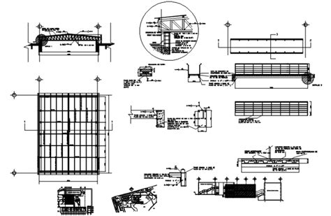 Foot Bridge Section Plan And Constructive Structure Details Dwg File