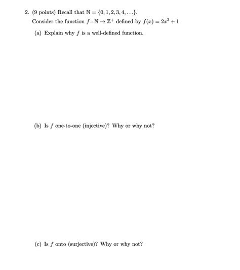 solved 2 9 points recall that n {0 1 2 3 4 …} consider