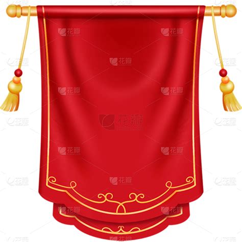 装饰通用插画红色中式旗帜锦旗元素素材