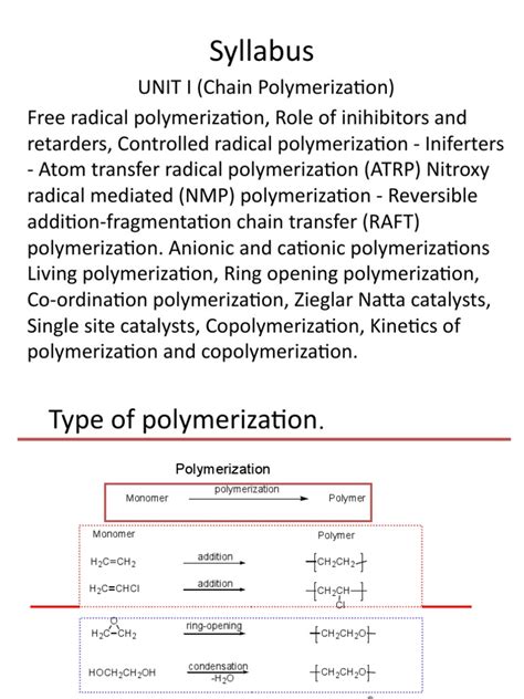 Unit I Pdf Polymerization Radical Chemistry