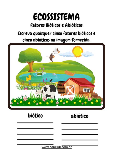 Atividade Sobre Ecossistema Fatores Bióticos E Abióticos Educlub