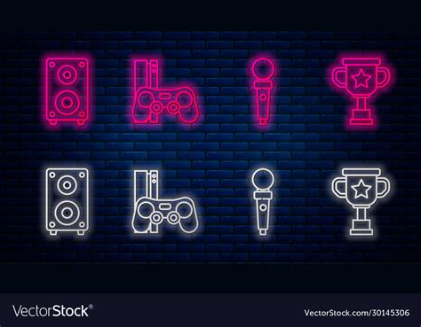 Set Line Game Console With Joystick Joystick Vector Image