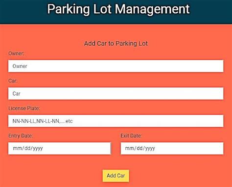 Parking Lot Management System Using Javascript Management Javascript Start Program