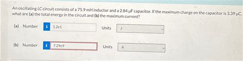 Solved An Oscillating LC Circuit Consists Of A MH Chegg