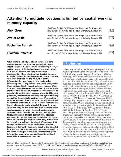 Pdf Attention To Multiple Locations Is Limited By Spatial Working Memory Capacity