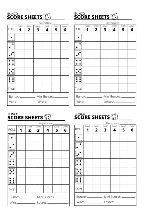 Bunco Score Sheets Printable Pdf Printable Templates By Nora