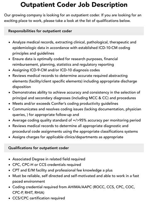 Outpatient Coder Job Description Velvet Jobs